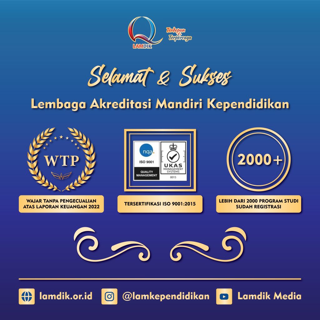 Selamat dan Sukses atas capaian LAMDIK: status WTP, Tersertifikasi ISO ...